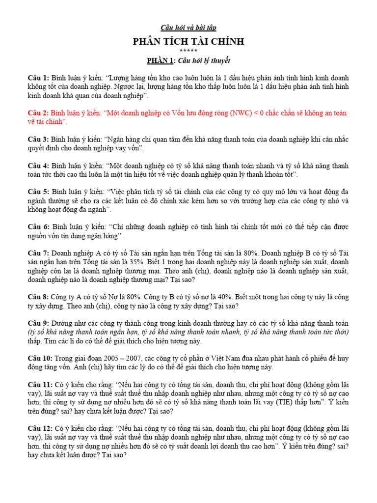 Cau Hoi Bai Tap PTTC (Old Version) | PDF