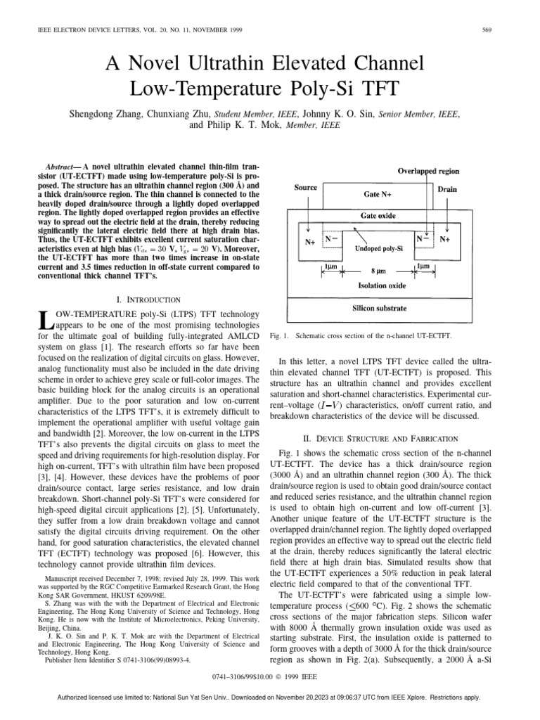 Ultrathin Elevated Channel TFT Design | PDF | Field Effect Transistor ...