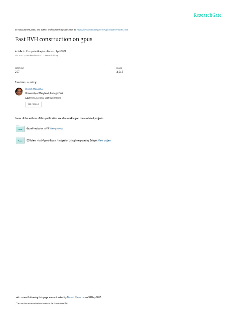 Fast BVH Construction on GPUs | PDF | Graphics Processing Unit | Parallel Computing