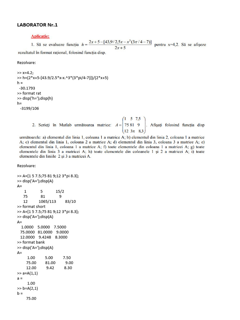 Notite Aplicatii-Matlab Master 2023 | PDF | Interpolation | Digital ...