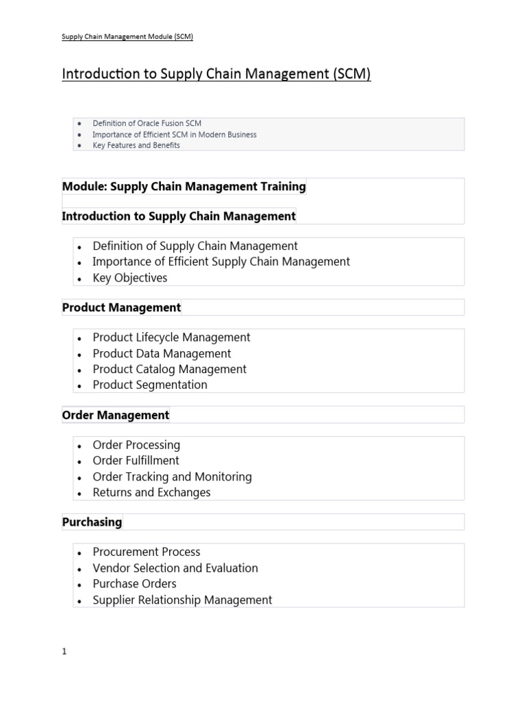 Introduction To Supply Chain Management - Modules Summary - YP | PDF | Supply Chain Management ...