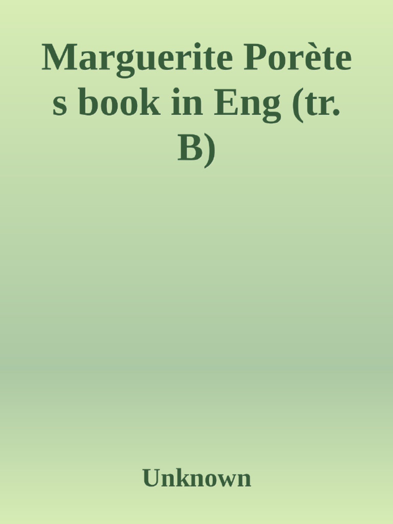 Marguerite Porète S Book in Eng (Tr. B) | PDF