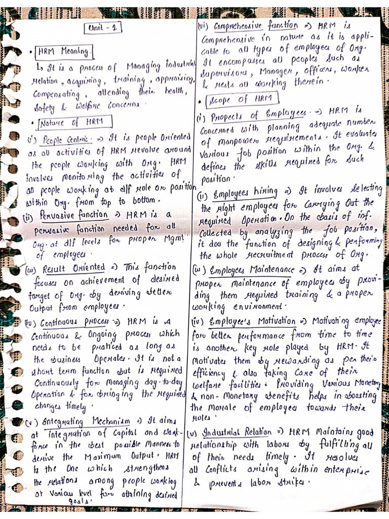 HRM Notes Unit 1 To 4 | PDF