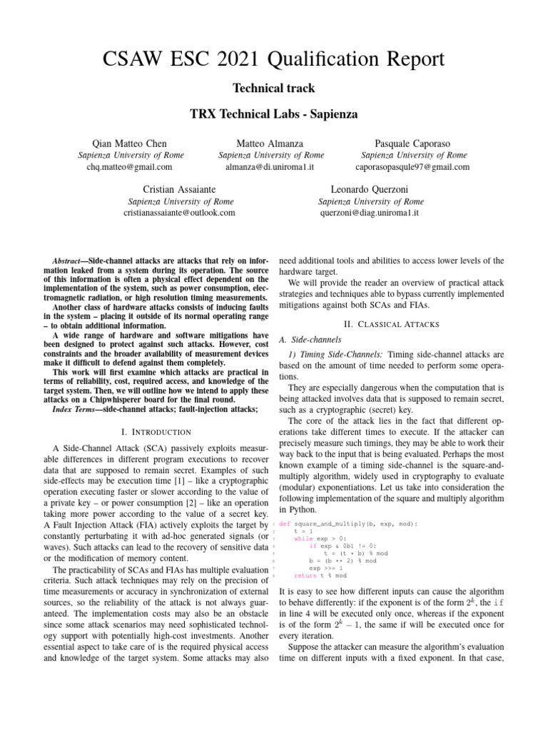 TRX Technical Labs CSAW ESC 2021 Qualification Report | PDF | Cryptography | Computing