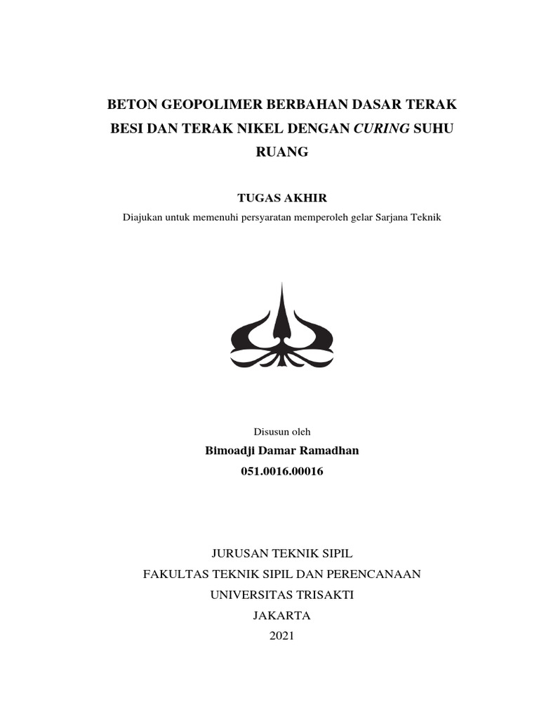 Beton Geopolimer Berbahan Dasar Terak Besi Dan Terak Nikel Dengan ...