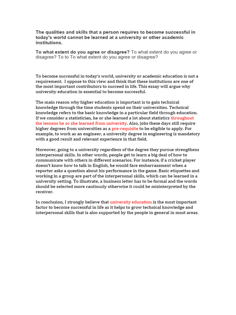 Agree Disagree Ielts Essay | PDF