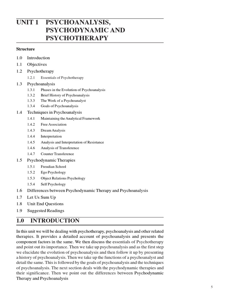 Unit 1 | PDF | Psychoanalysis | Psychotherapy