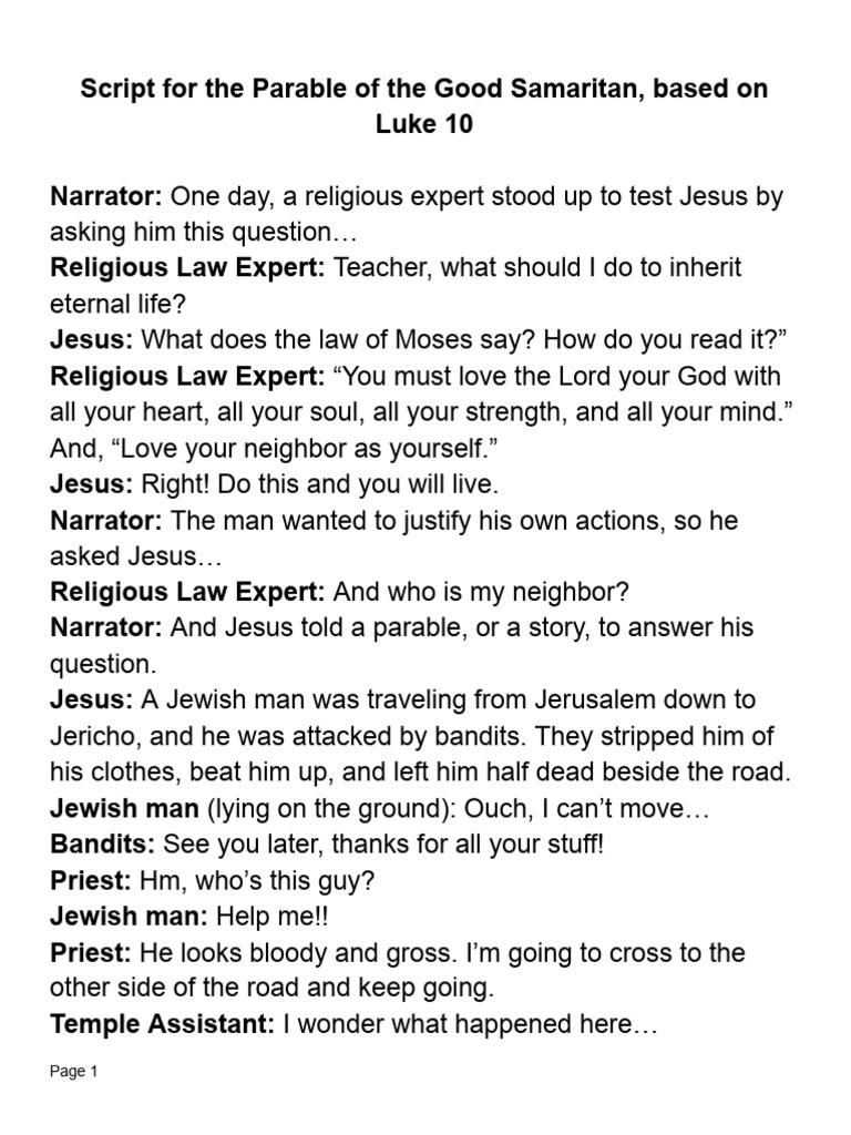 Good Samaritan Skit Script | PDF