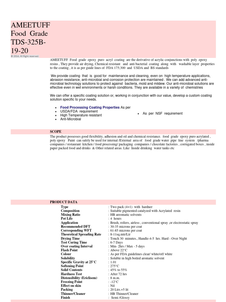 Food Grade Epoxy Coating Centre Govt Lab Approved and Nabl Lab Tested ...
