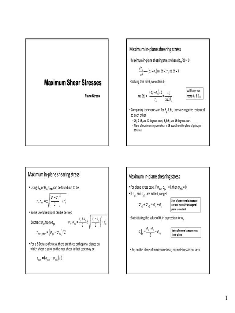 Max Shear Stress | PDF | Stress (Mechanics) | Mechanics