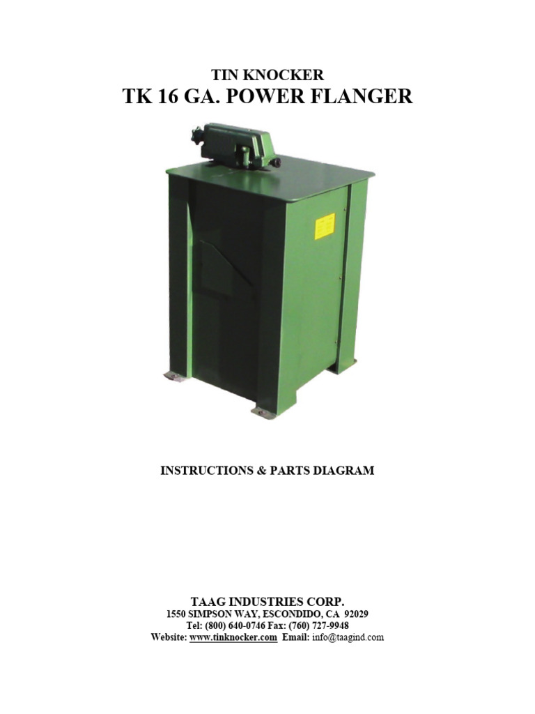 TK 16 Ga Power Flanger Manual PDF | PDF