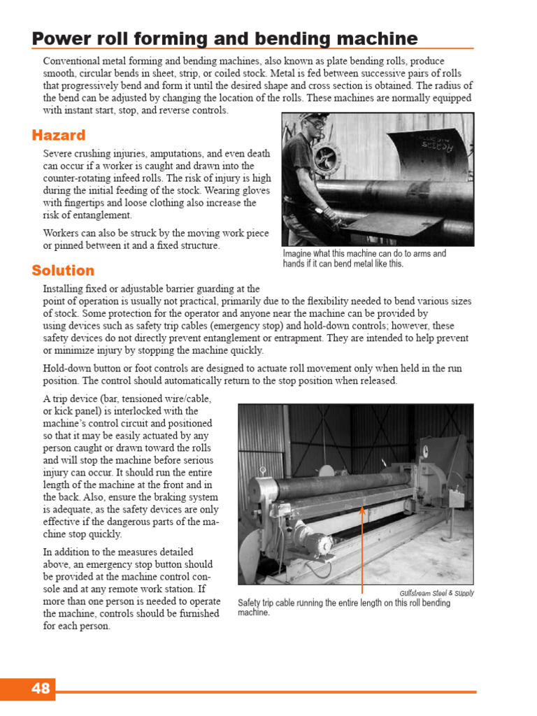 Machine Shop Safety Osha Guidance Power Roll Forming Bending Machine ...