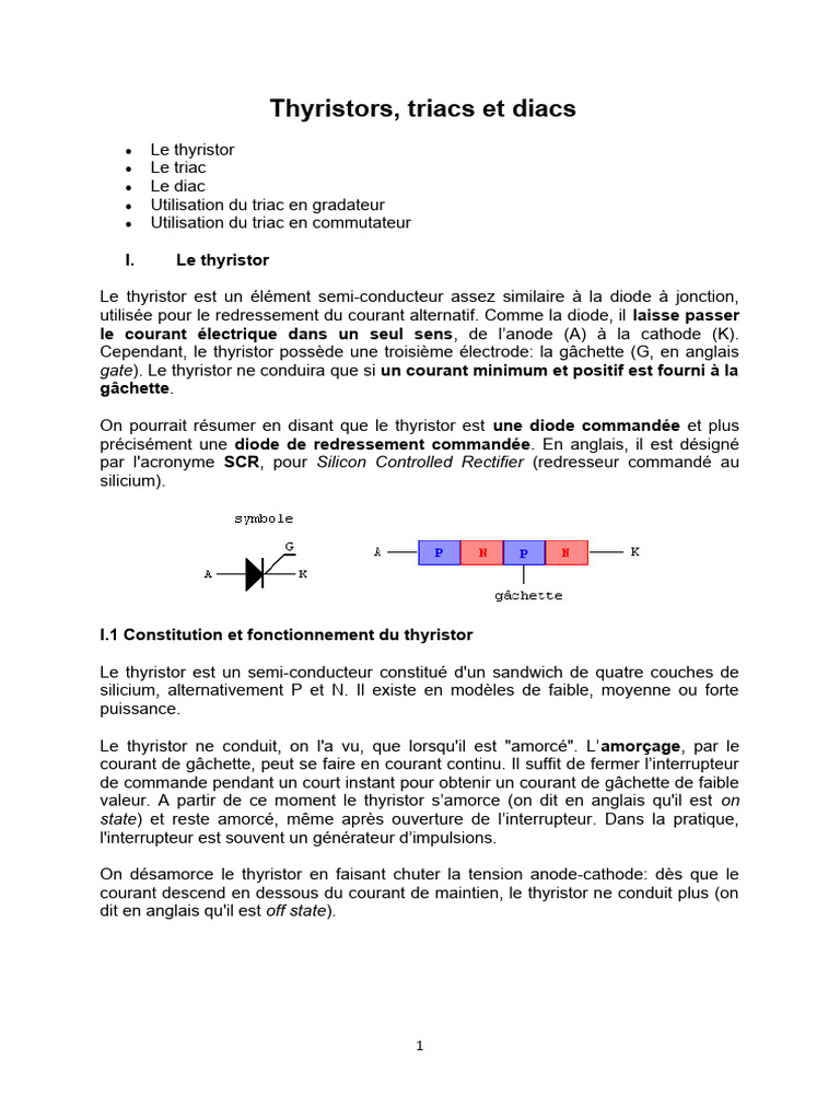 Cours Triacs Et Diacs-1 | PDF | Redresseur | Équipement