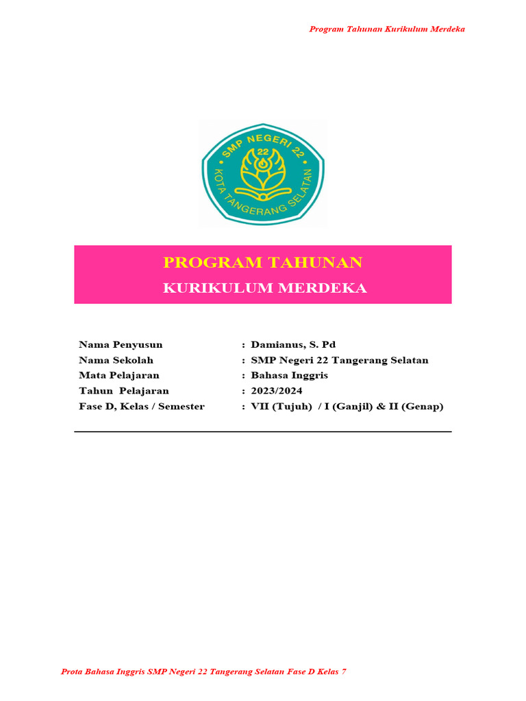 5. PROTA Kurikulum Merdeka | PDF