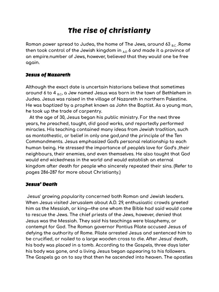 The Rise of Christianty Notes For g7 | PDF | Jesus | Paul The Apostle