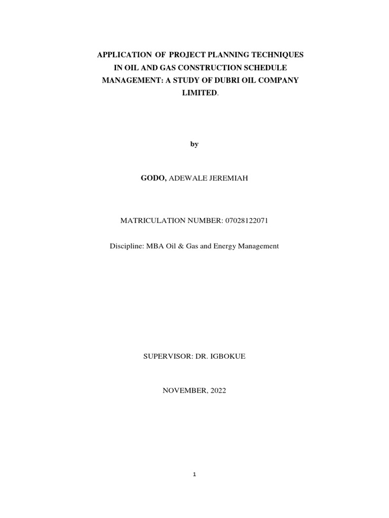 Project Planning in Oil & Gas Construction | PDF | Project Management ...