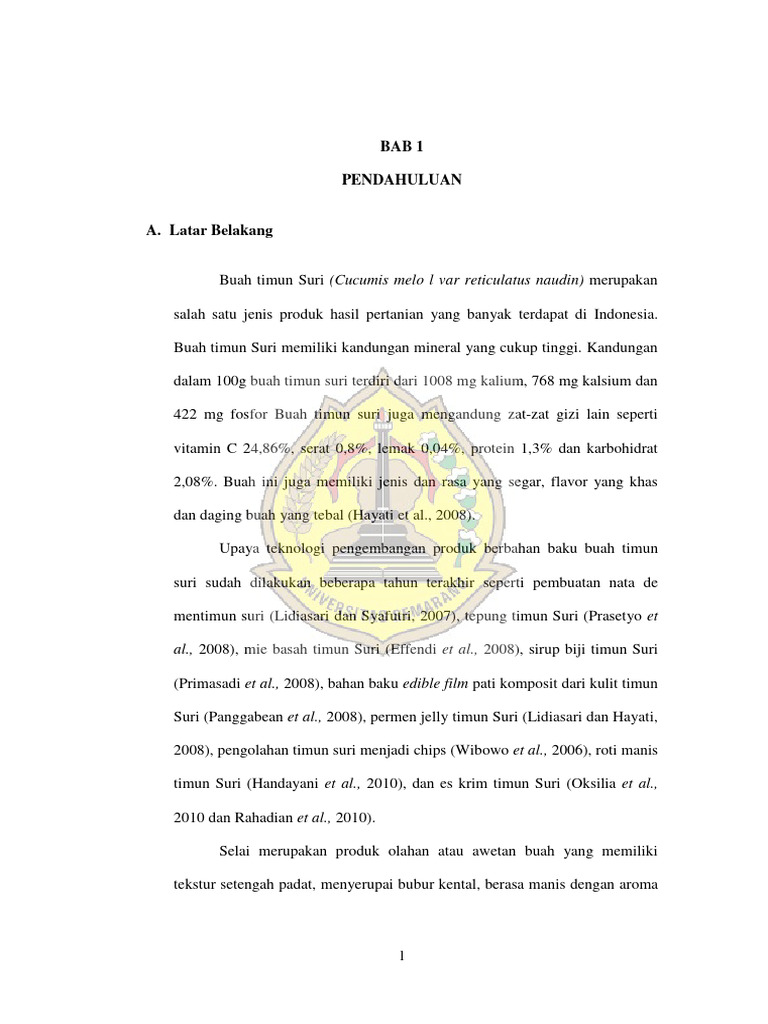 Bab 1 Pendahuluan: Al., 2008), Mie Basah Timun Suri (Effendi Et Al., 2008), Sirup Biji Timun ...