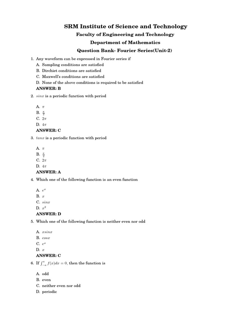 Fourier Series | PDF | Mathematics | Elementary Mathematics Fourier Series | PDF | Mathematics | Elementary Mathematics