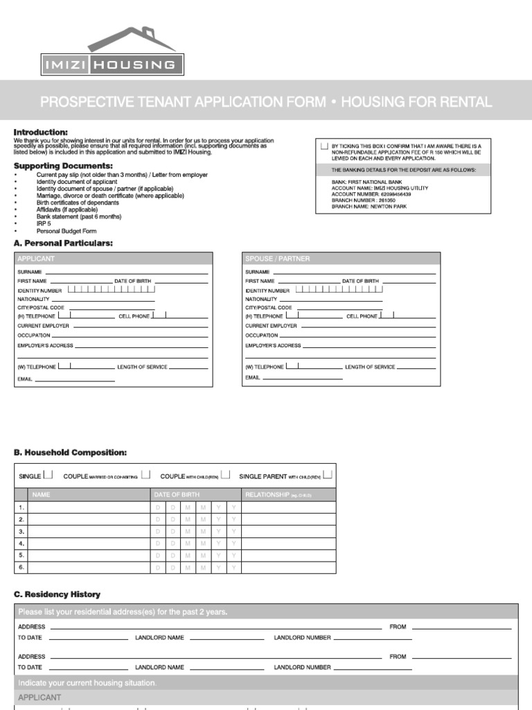 Imizi Application Form | PDF