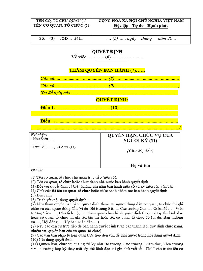 Mau Quyet Dinh | PDF
