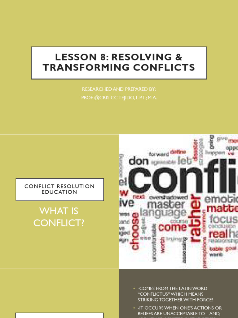 Resolving and Transforming Conflicts | PDF | Anger | Mediation