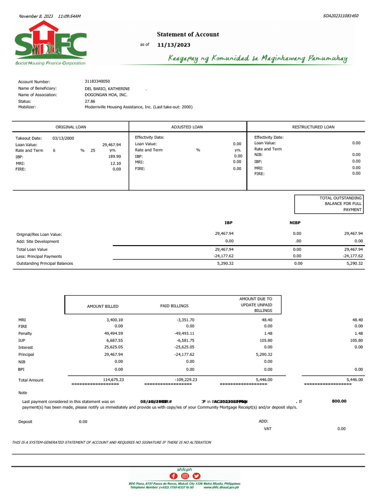 SOA - Dogongan. 7 Mbs Under Conditional Approval 11 13 2023 | PDF | Mortgage Loan | Interest