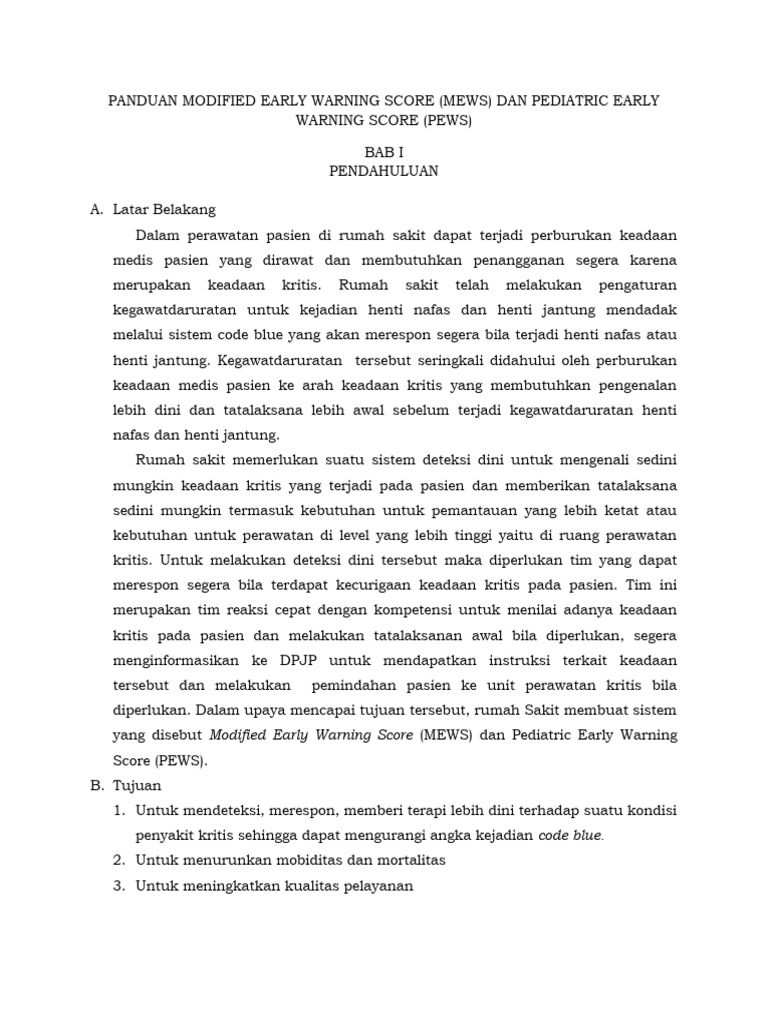 Panduan MEWS Dan PEWS | PDF