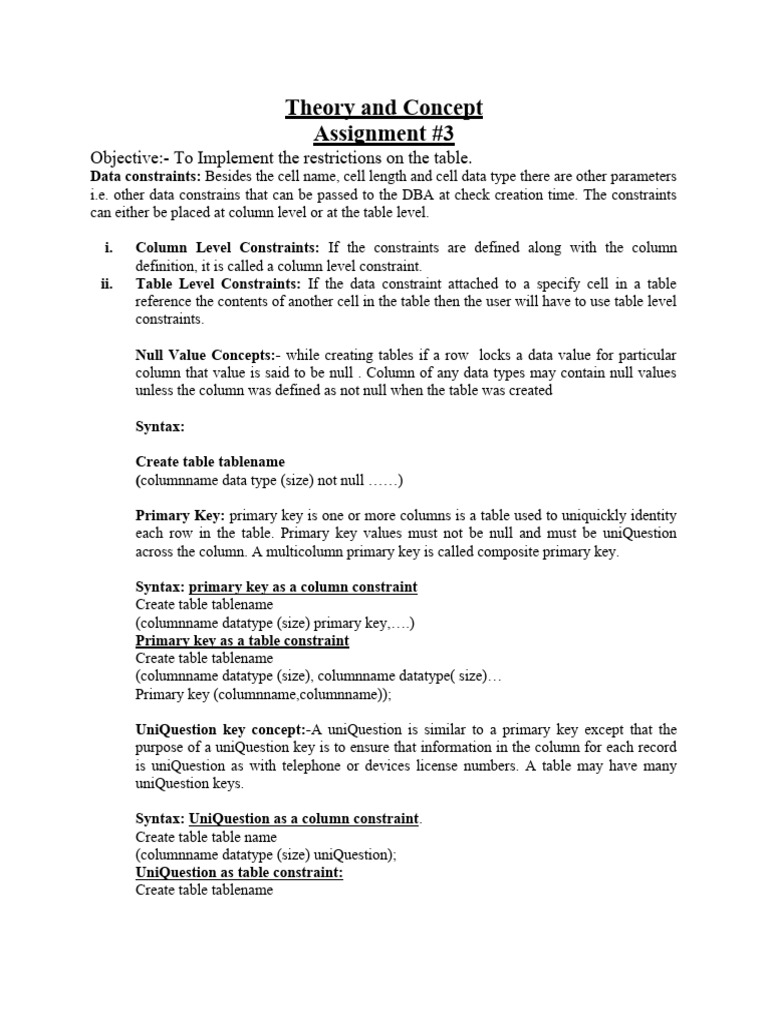 Dbms Lab 3 | PDF | Table (Database) | Data Type