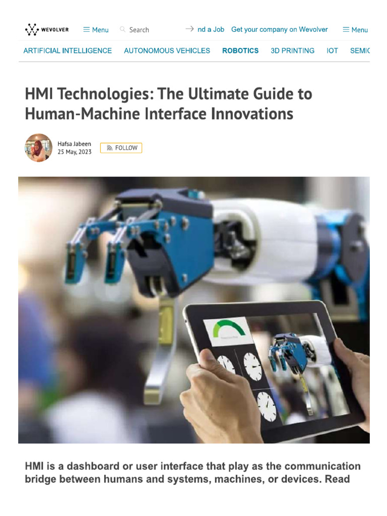 HMI Technologies-The Ultimate Guide To Human-Machine Interface ...