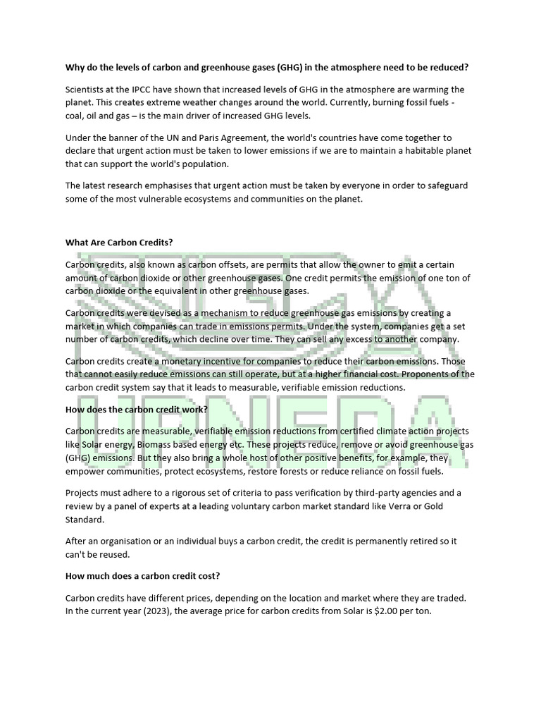 Importance of Carbon Credits in Emission Reduction | PDF | Greenhouse ...