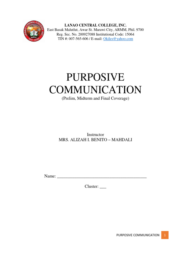 Purposive Communication Final | PDF | Communication | Cross Cultural Communication