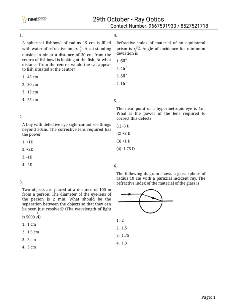 Ray Optics | PDF | Optics | Applied And Interdisciplinary Physics