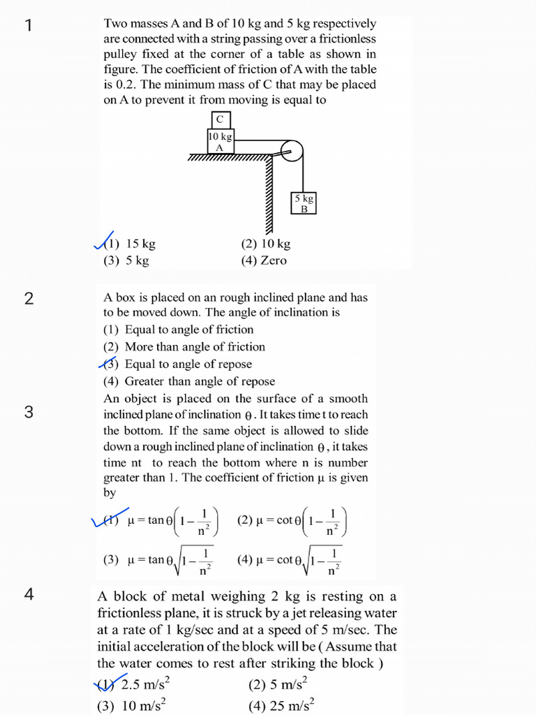 Newtons Law of Motion Practice Paper | PDF