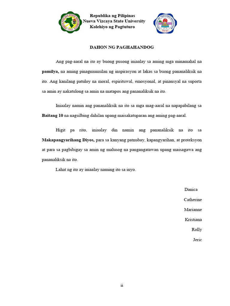 Dahon NG Paghahandog | PDF