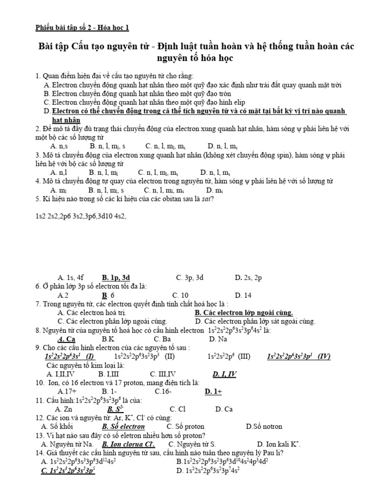 Bai Tap Phan Cau Tao Nguyen Tu | PDF