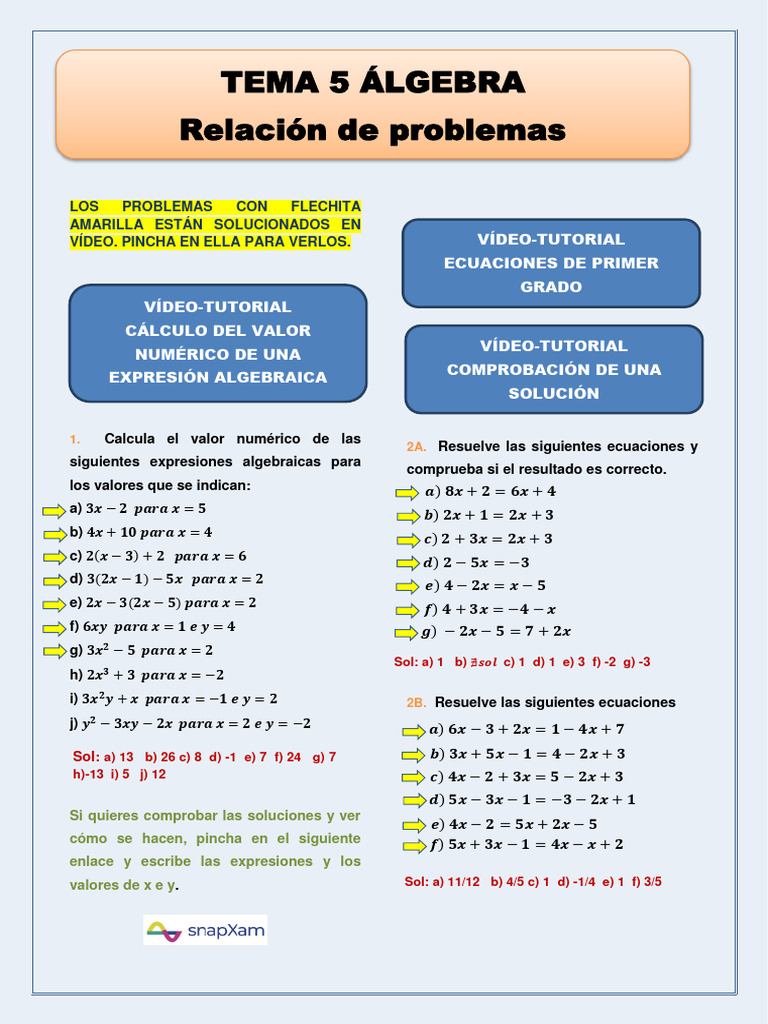 R.P. Tema 5 Algebra 1º Eso | PDF | Ecuaciones | Álgebra