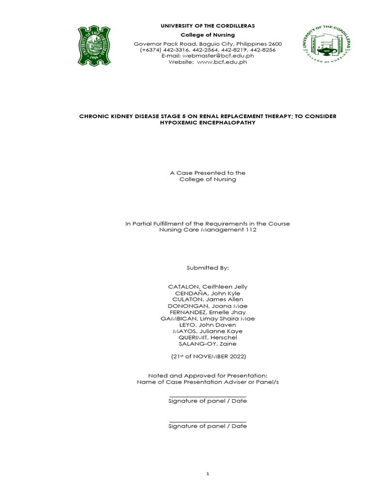 CKD Stage 5 Case Study with RRT Insights | PDF | Chronic Kidney Disease ...
