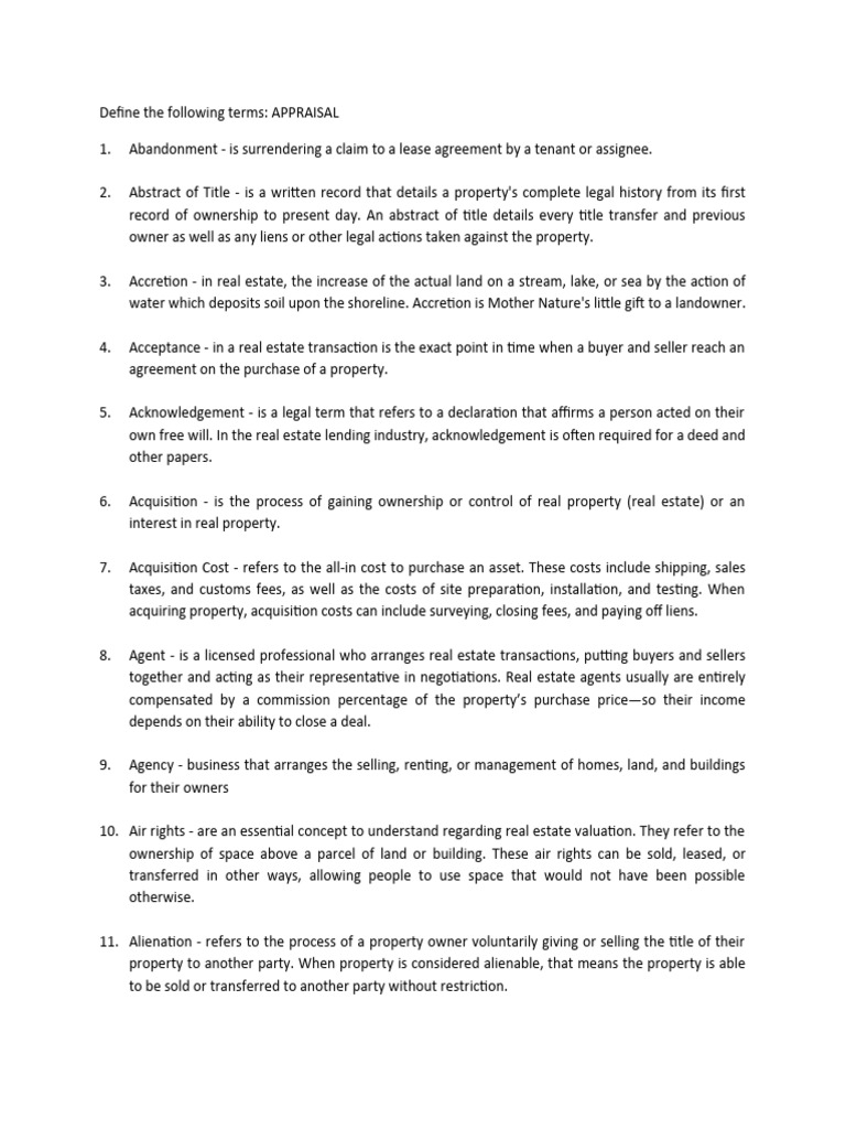 Assignment Definition of Terms | PDF | Lease | Mortgage Law