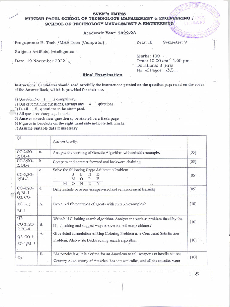 Artificial Intelligence Final 2022-23 WjygFjXtNH | PDF