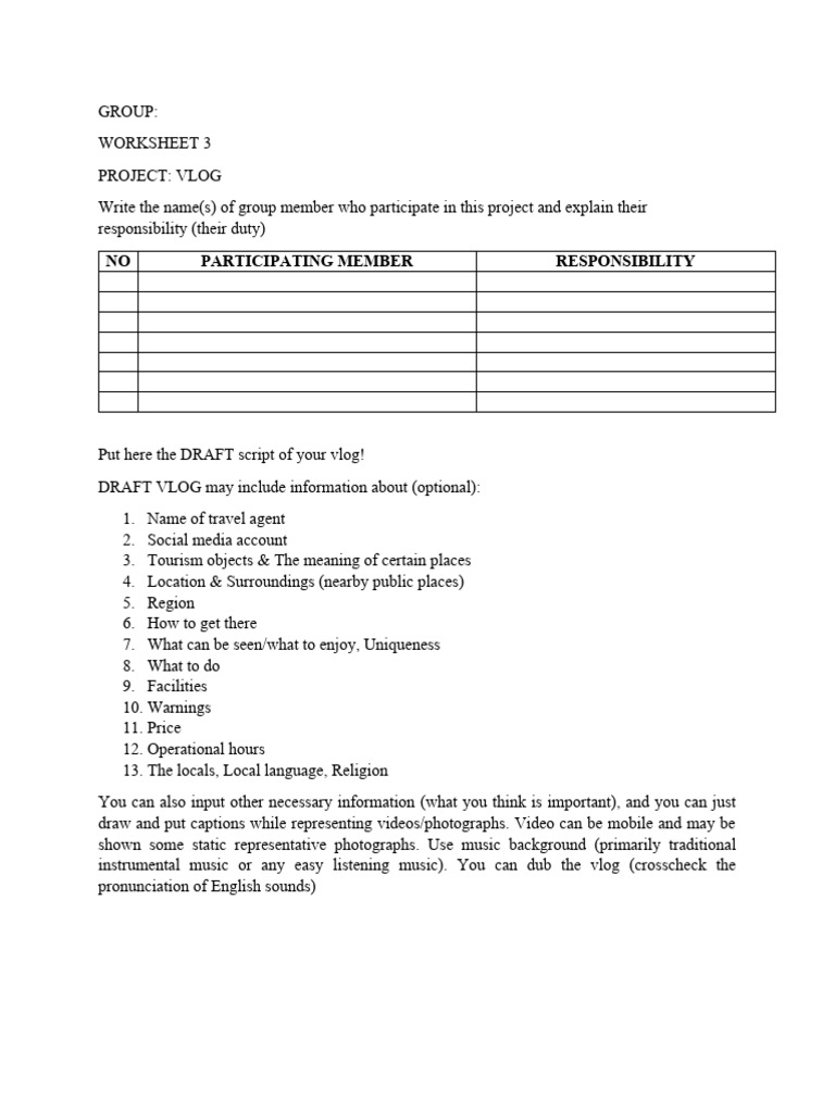 Project Worksheet 3 | PDF