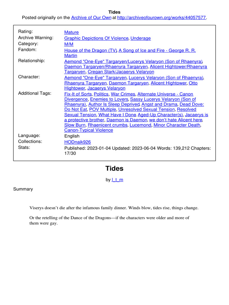 Tides | PDF | World Of A Song Of Ice And Fire