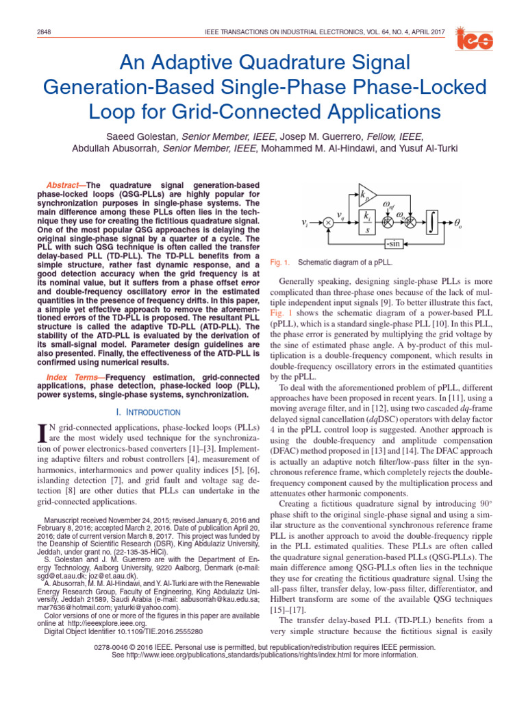 Adaptive TD PLL | PDF | Phase (Waves) | Electrical Engineering