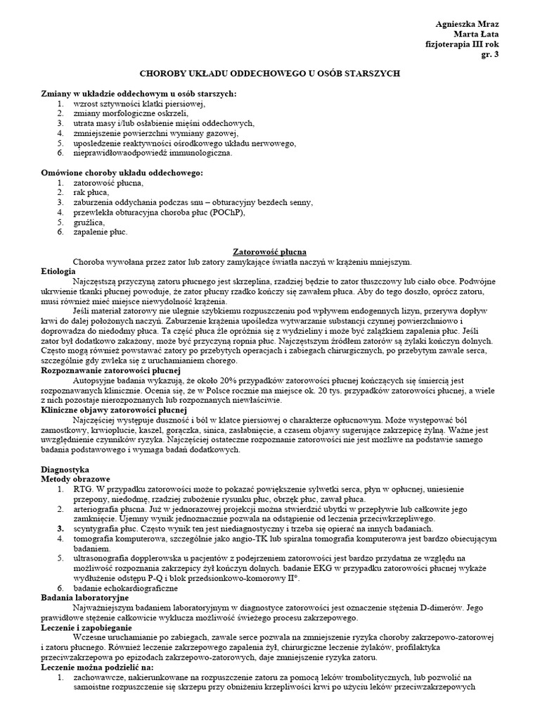 Choroby Układu Oddechowego Osób Starszych | PDF