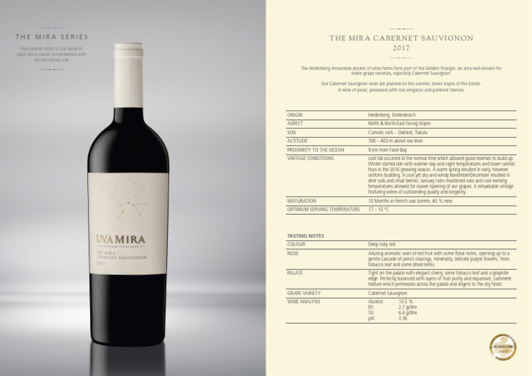 2017 Mira Cab Sauv Tasting Sheets 0 | PDF | Wine | Grape