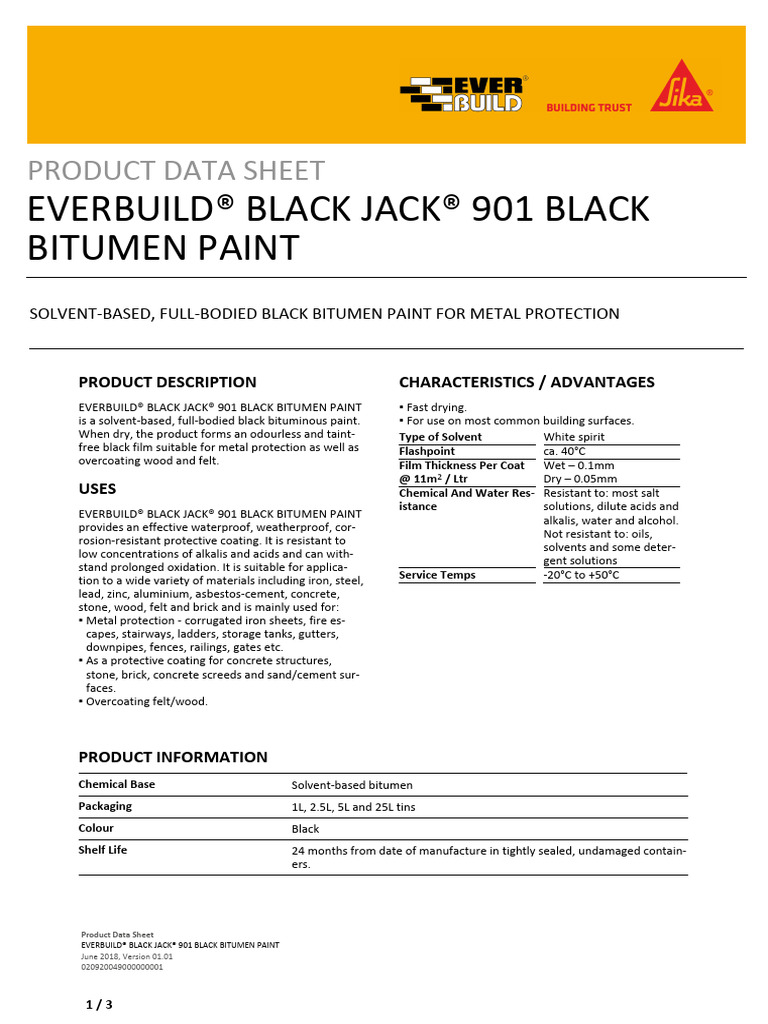 Manual Everbuild Black Jack 901 Black Bitumen Paint 18859 88792 | PDF ...
