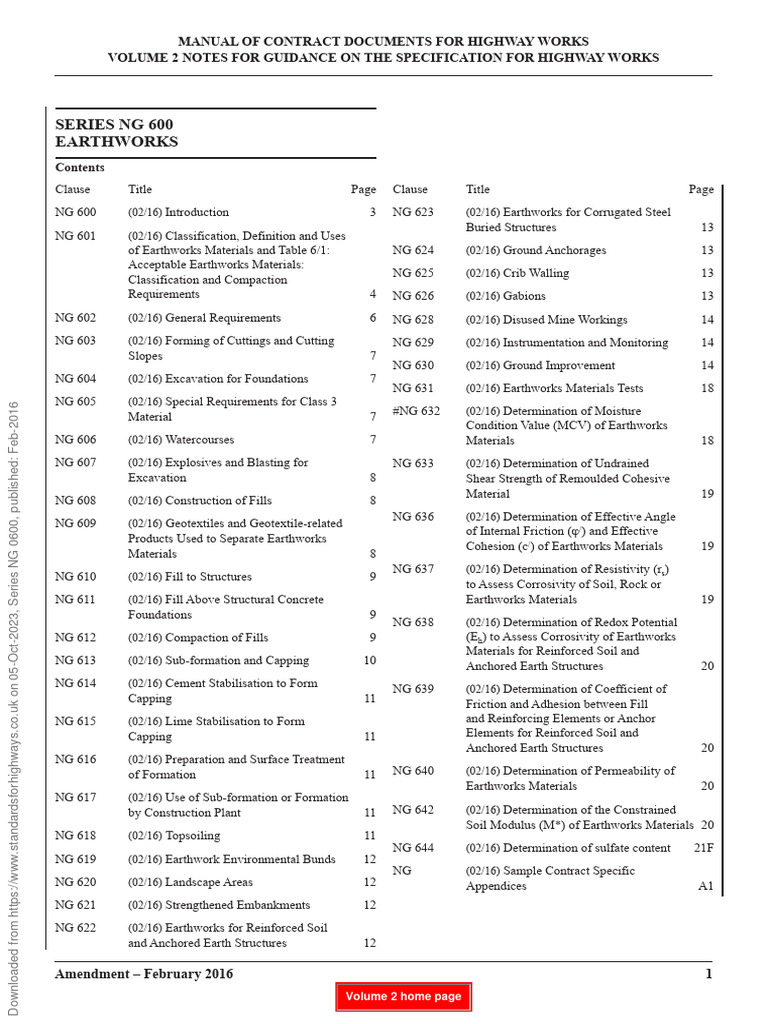 NG Series 0600 Earthworks - February 2016 | PDF | Sulfur | Soil