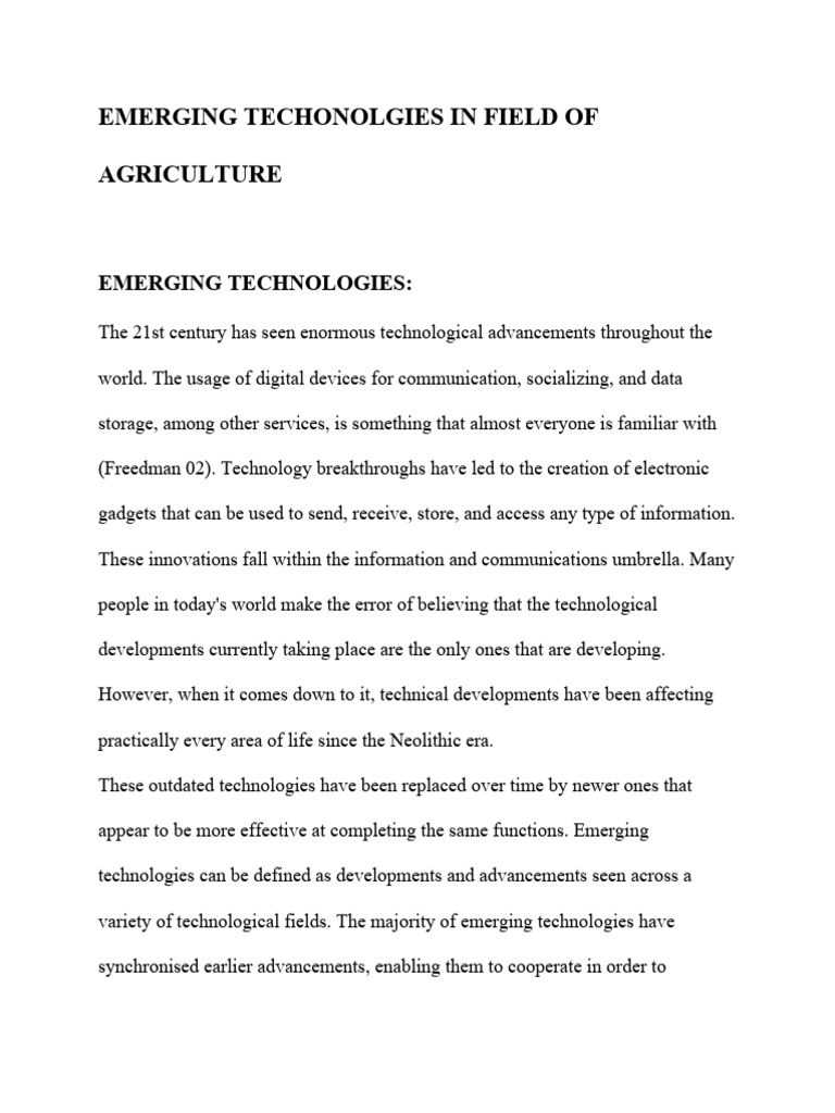 Emerging Technologies | PDF | Ecology | Agriculture