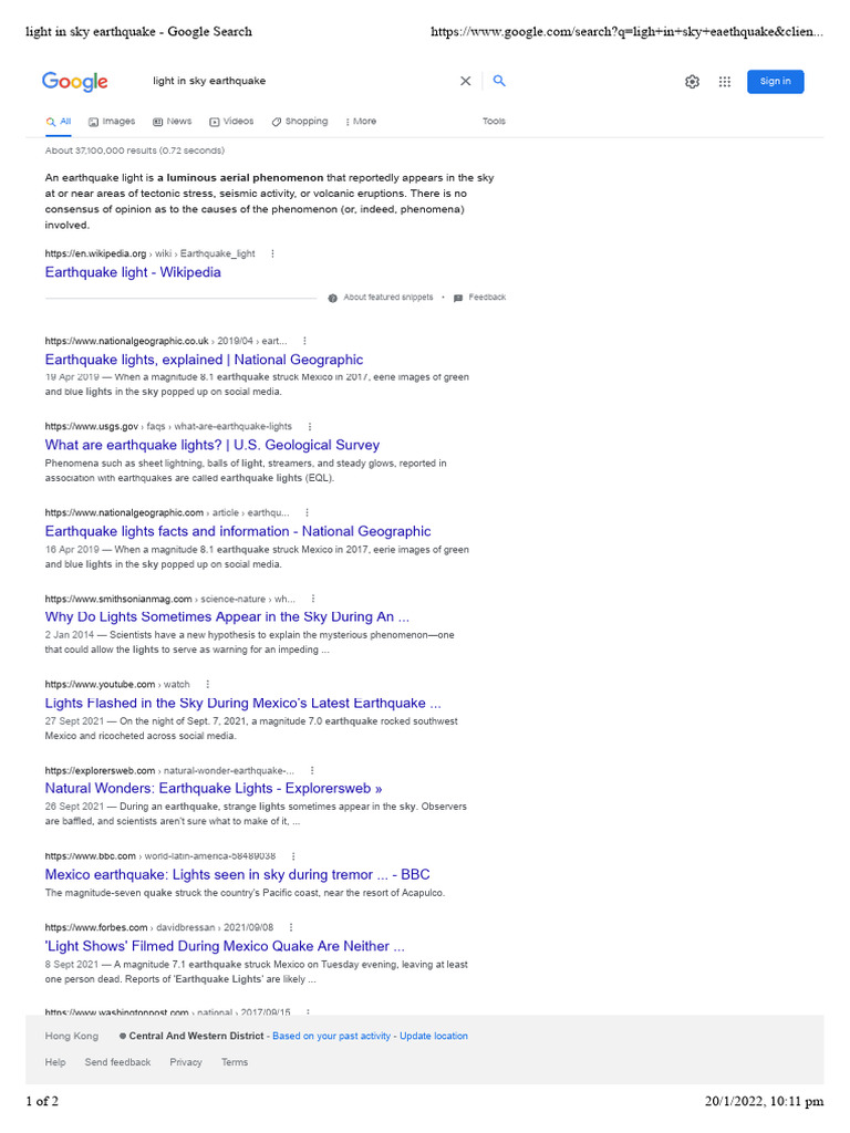 Light in Sky Earthquake - Google Search | PDF | Earthquakes | Seismology