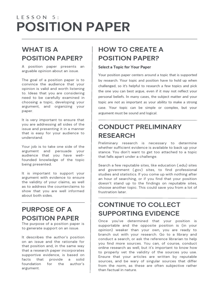 Position paper | PDF | Argument | Evidence