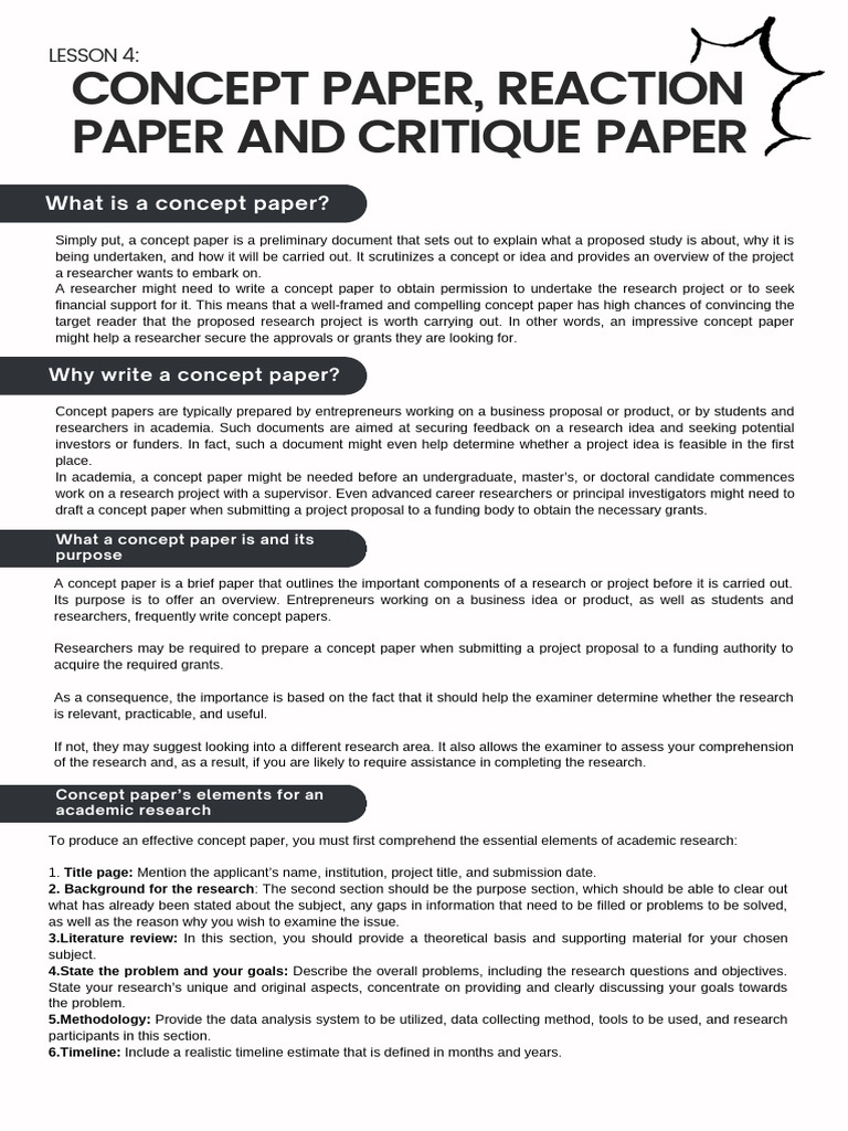 Concept Paper, Reaction Paper and Critique Paper | PDF | Essays | Methodology